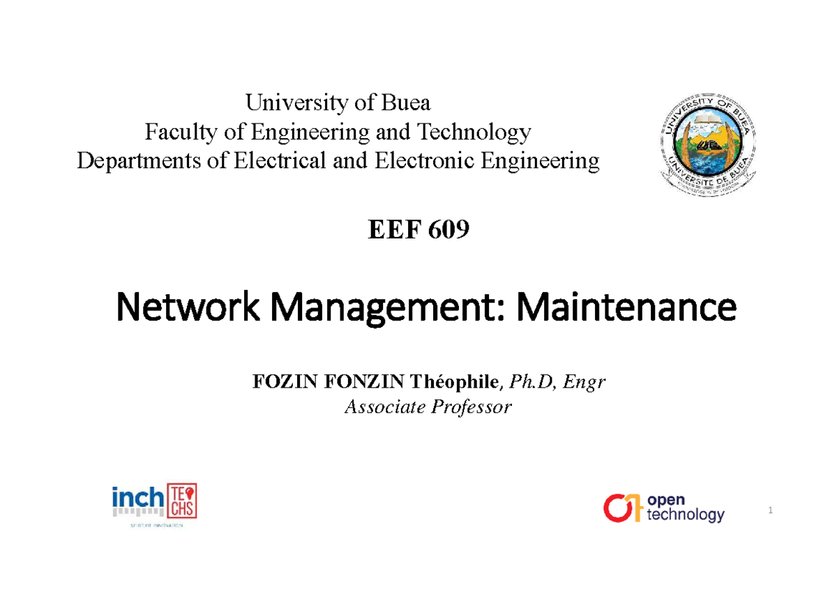 EEF 609 Network Management: Maintenance Concepts and Practices - Studocu