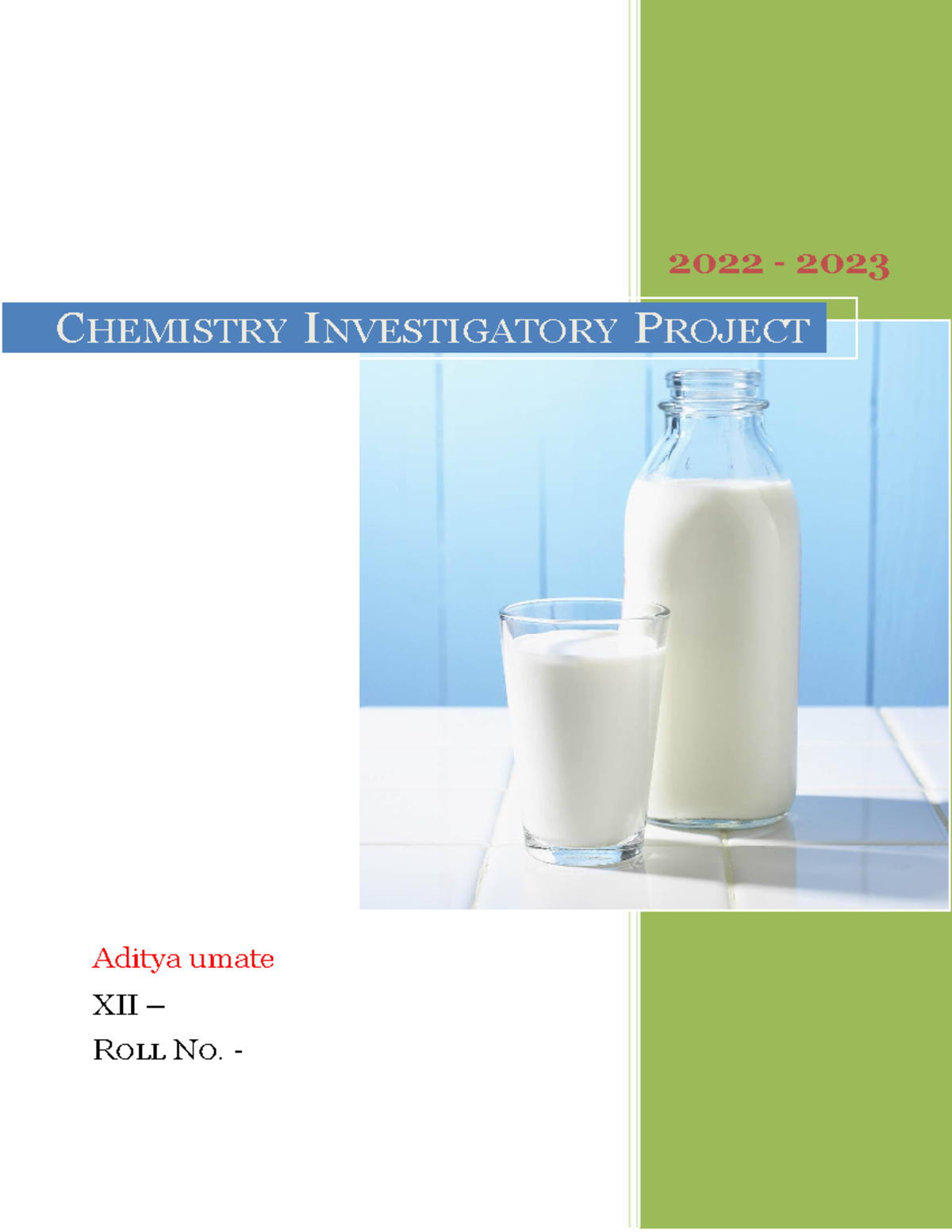 Casein Content Analysis in Milk: Chemistry Project CBSE Class 12 - Studocu