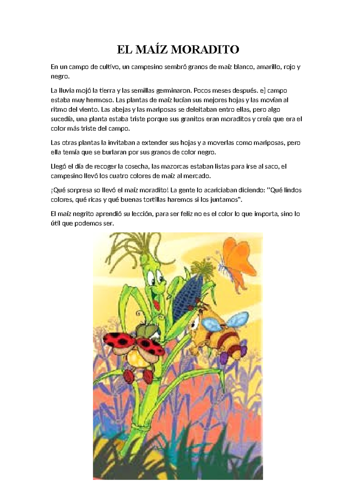 EL MAÍZ MORADITO - Un Cuento sobre la Autoaceptación - Studocu