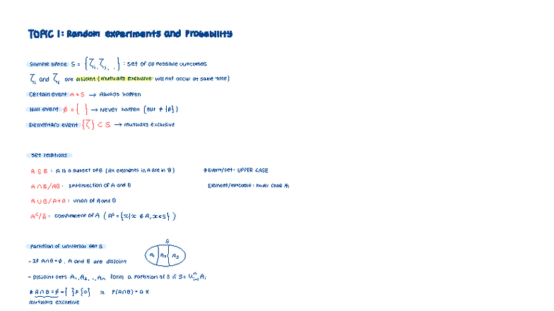 EE2012 - Notes on Random Experiments and Probability Concepts - Studocu