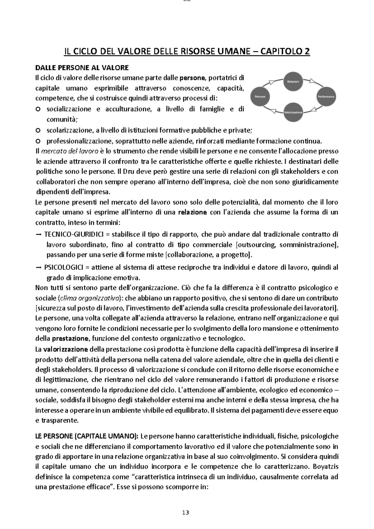 Ciclo del Valore delle Risorse Umane - Capitolo 2: Dalle Persone al Valore - Studocu