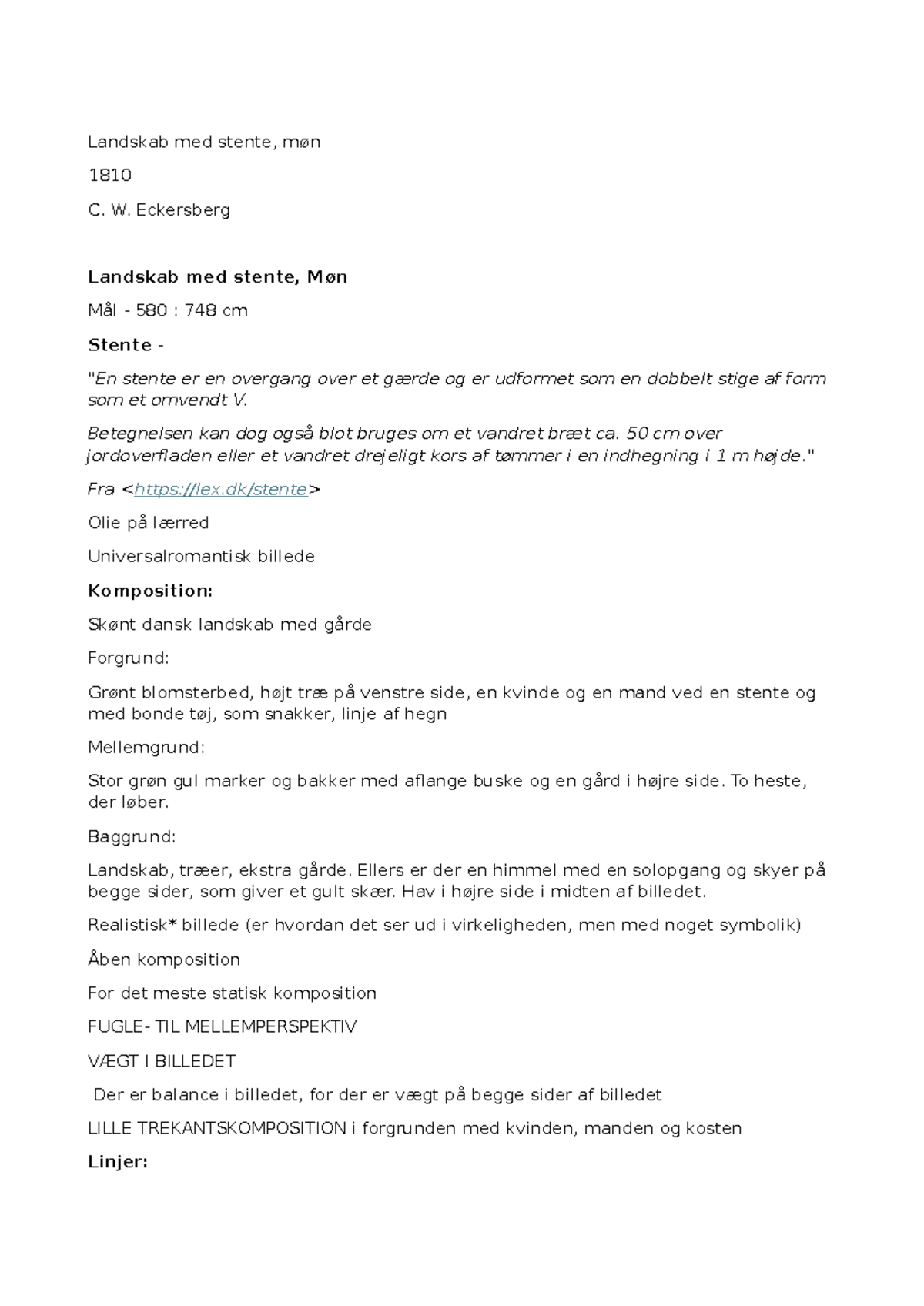 Landskab med stente - Noter til Prøveeksamen i Romantikken - Studocu