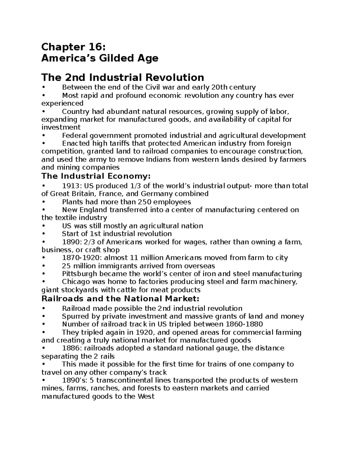 Chapter 16- The Gilded Age - Chapter 16: America’s Gilded Age The 2nd ...