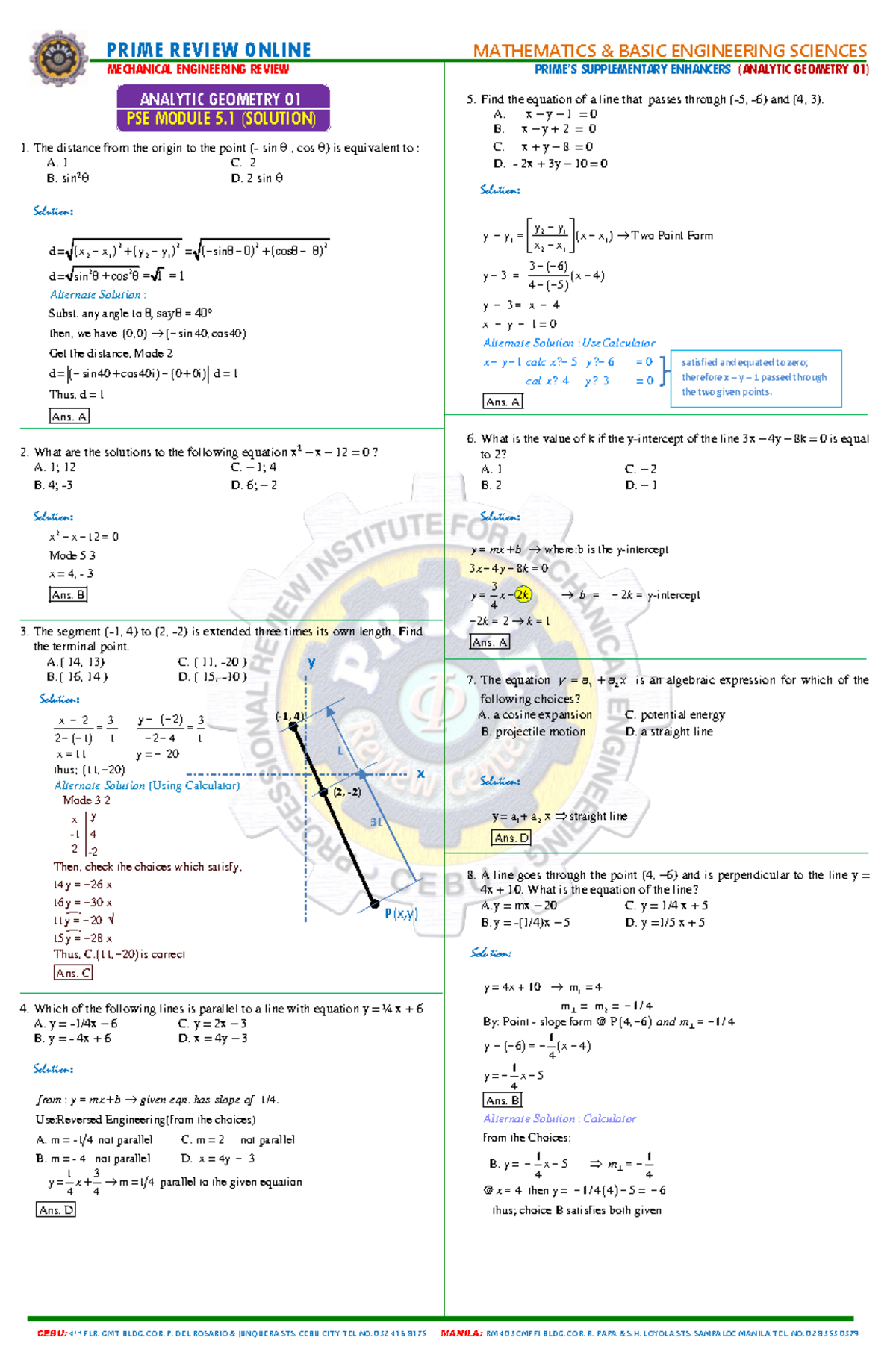 Analytic Geometry 01 Module 5 - MECHANICAL ENGINEERING REVIEW PRIME’S SUPPLEMENTARY ENHANCERS ...