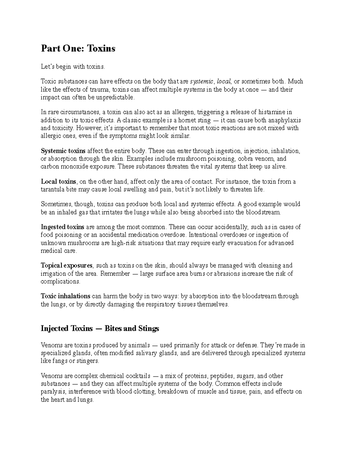 Toxins & Poisons: Understanding Their Effects and Treatments - Studocu