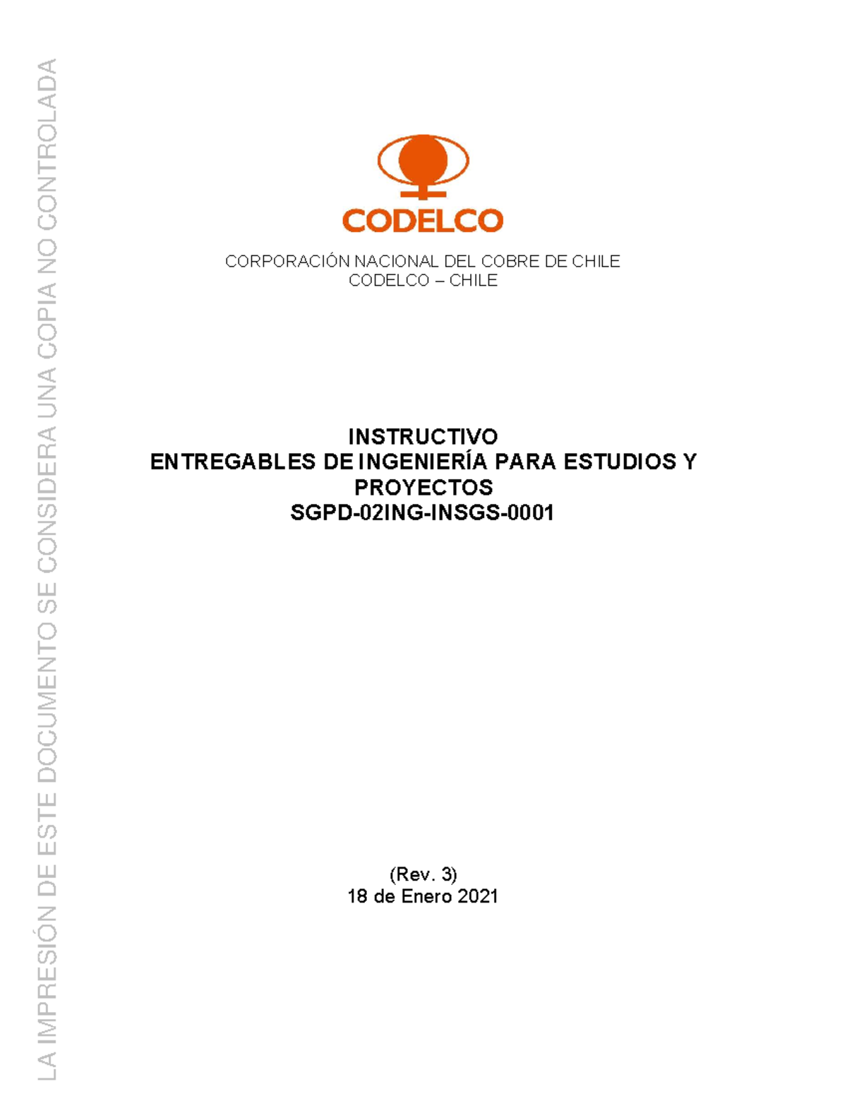 Instructivo SGPD-02ING Insgs Sobre Entregables de Ingeniería - Studocu