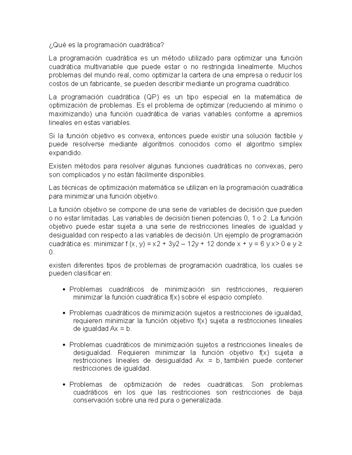 Programación cuadrática - ¿Qué es la programación cuadrática? La ...
