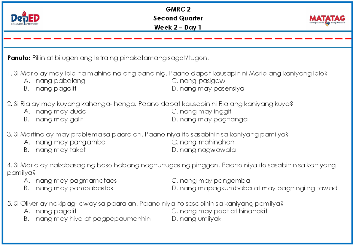 GMRC 2 Q2 Week 2 Worksheet Activities and Exercises - Studocu