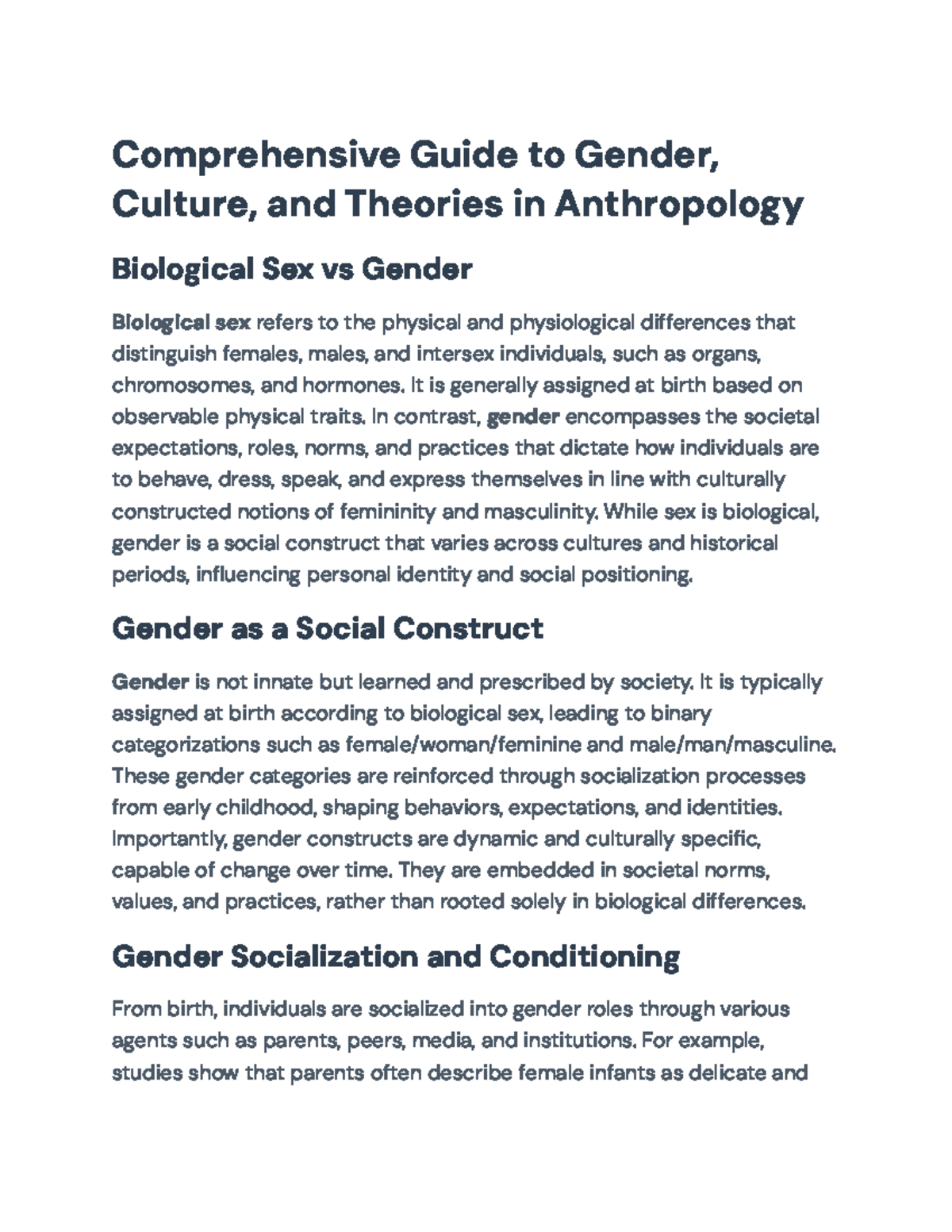 Comprehensive Guide to Gender Theories and Cultural Constructs in ...