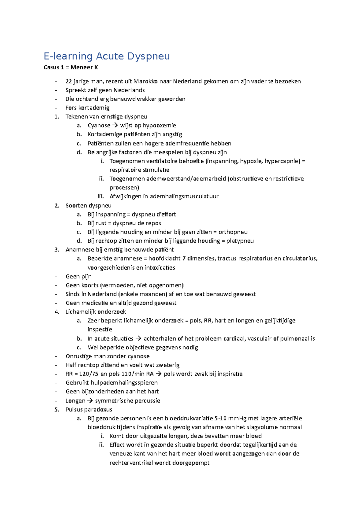 E-learning Acute Dyspneu: Diagnoses en Behandelingen in Casuïstiek ...
