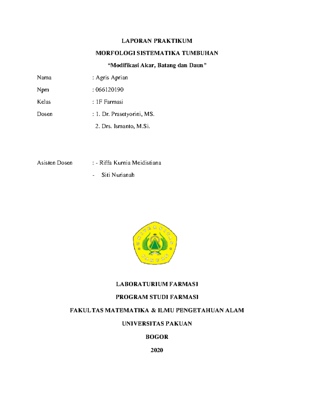 Laporan Praktikum Morfologi: Modifikasi Akar, Batang, dan Daun Farmasi ...