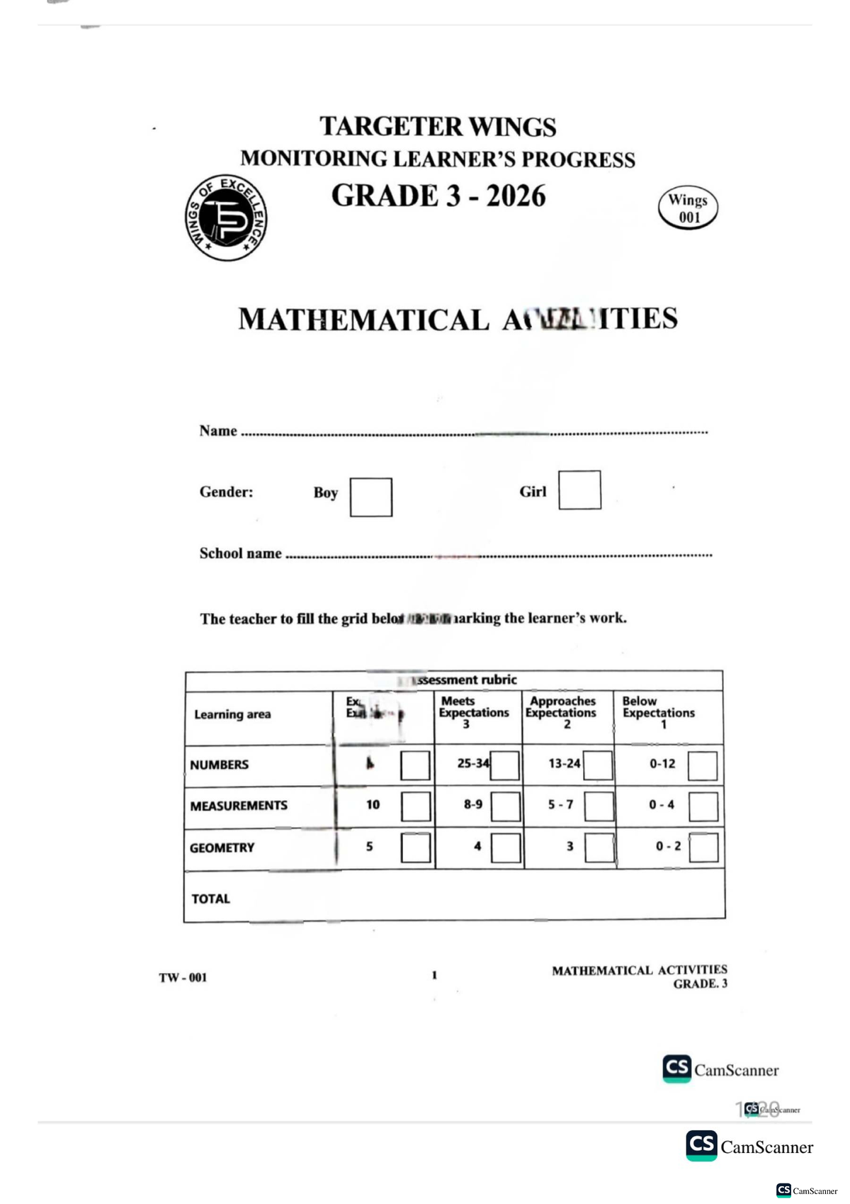 Grade 3 Combined Monitoring Progress Activities TW 001 2026 - Studocu