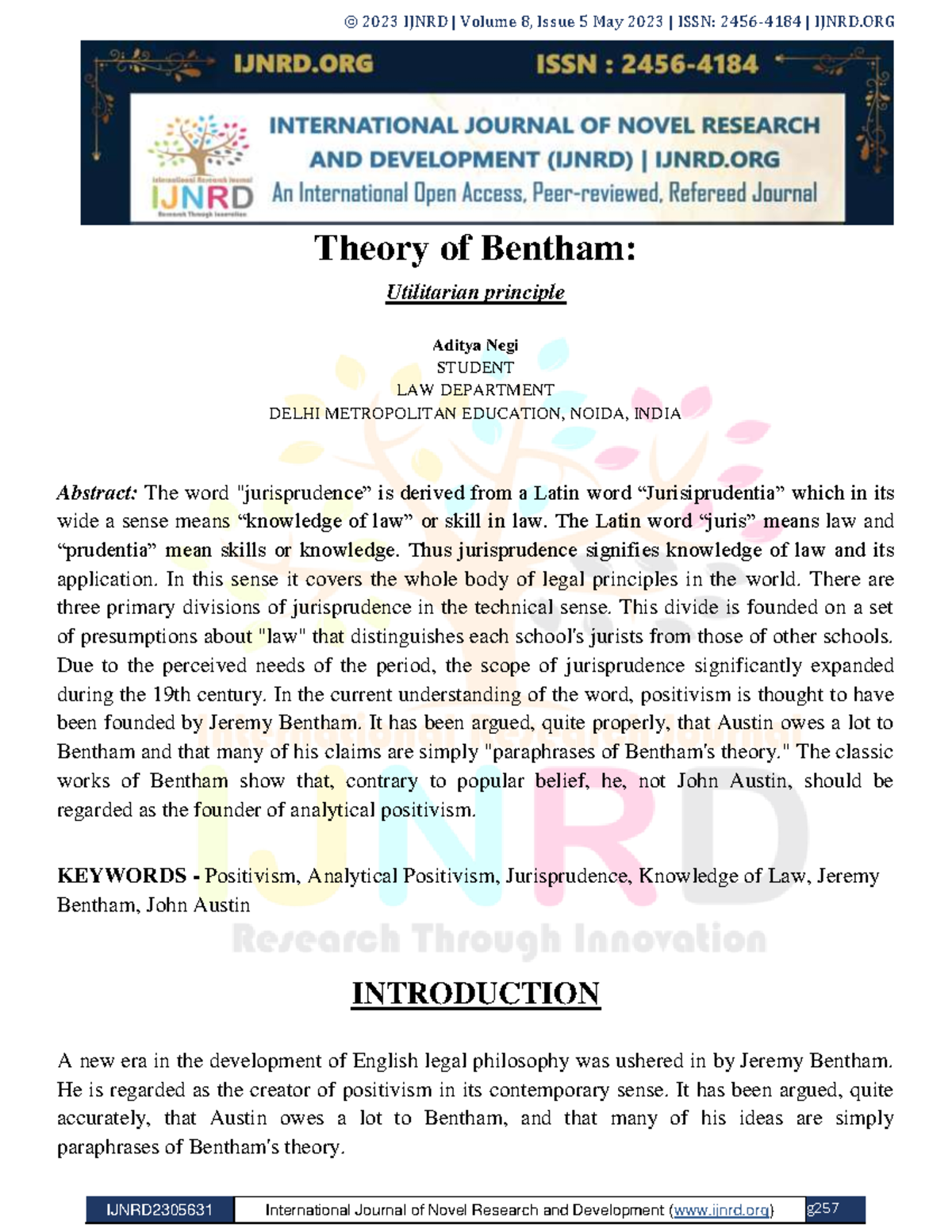 Jurisprudence Insights: Bentham's Utilitarian Principles Explored - Studocu