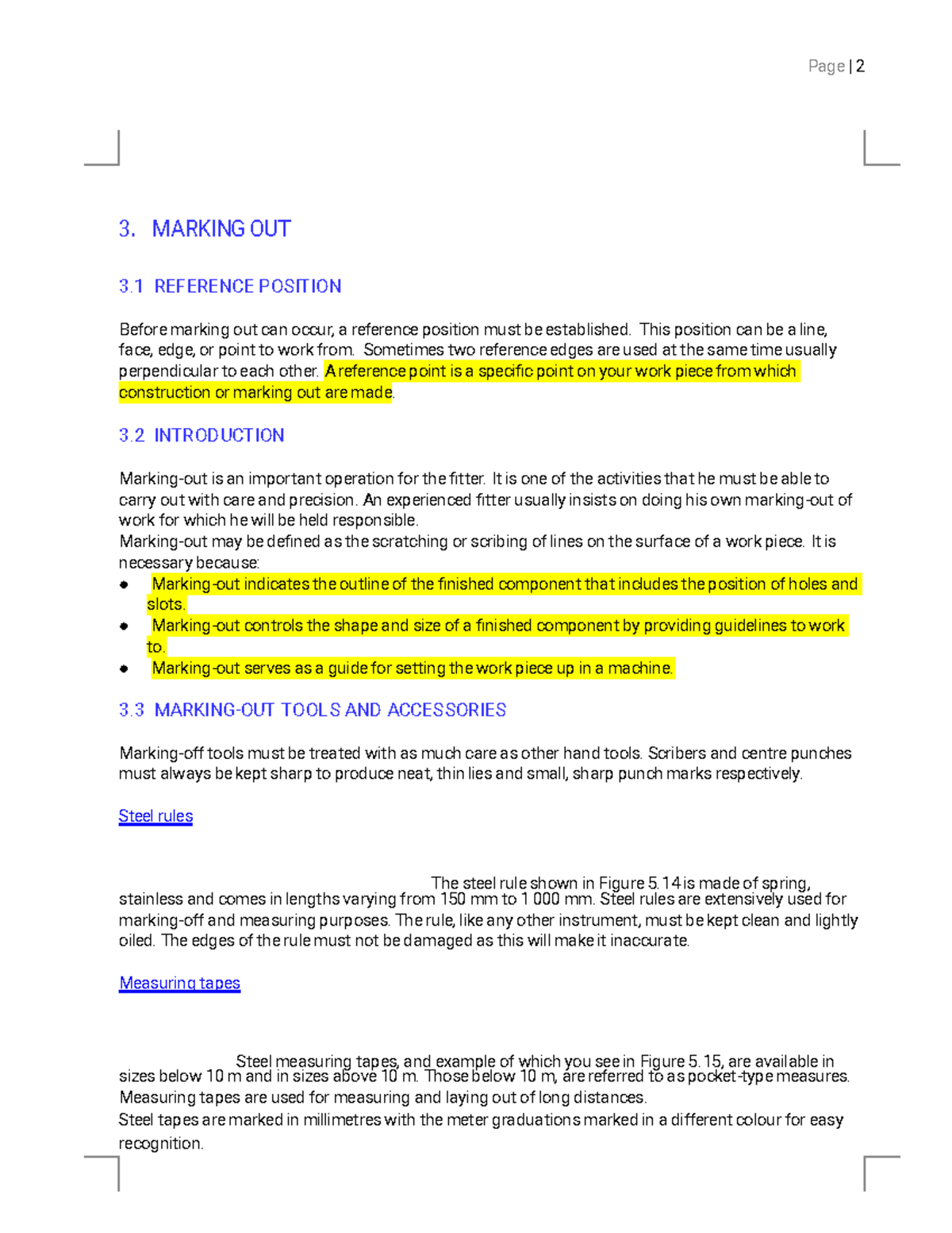 Marking Out Techniques and Tools - Course Code: 3.1 to 3.3 - Studocu