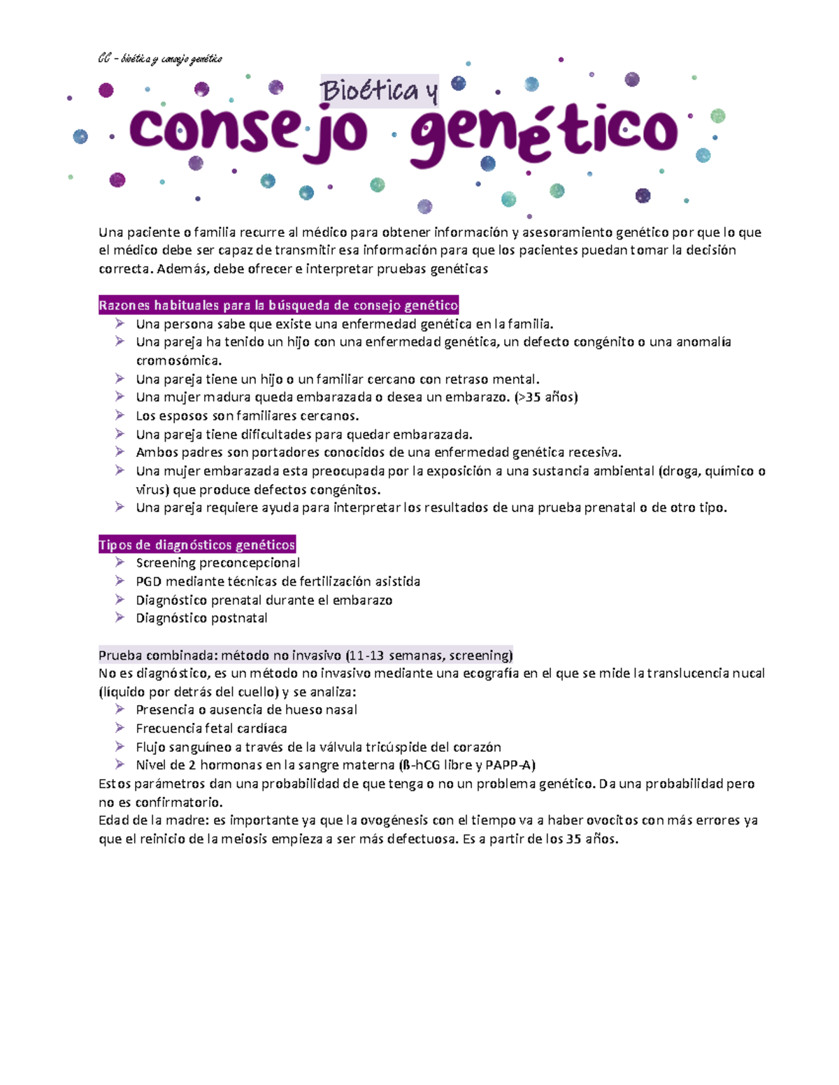 Consejo Genético - Es un resumen de ese tema - UaNpUI@ y - Studocu