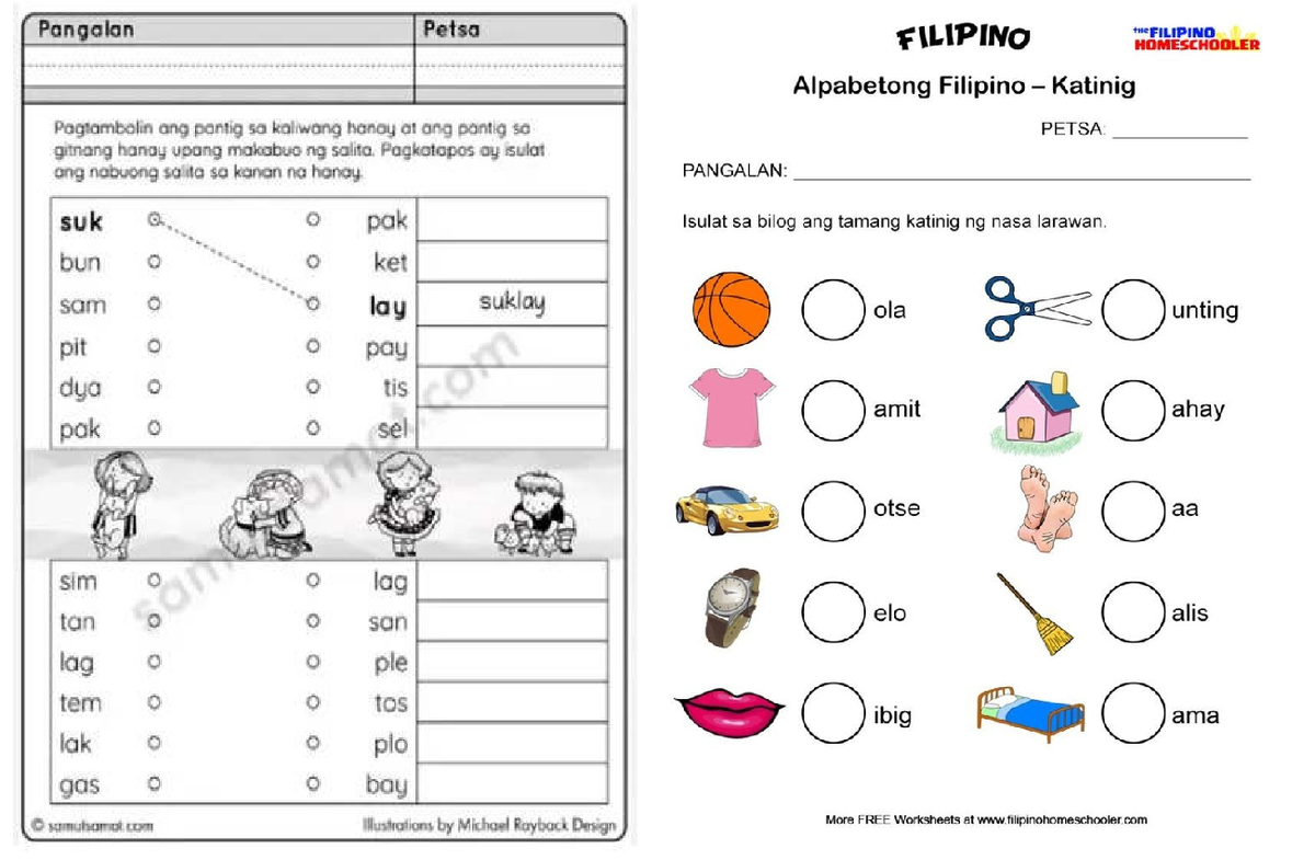 FILIPINO 101: Remedial Reading Worksheets for Homeschoolers - Studocu