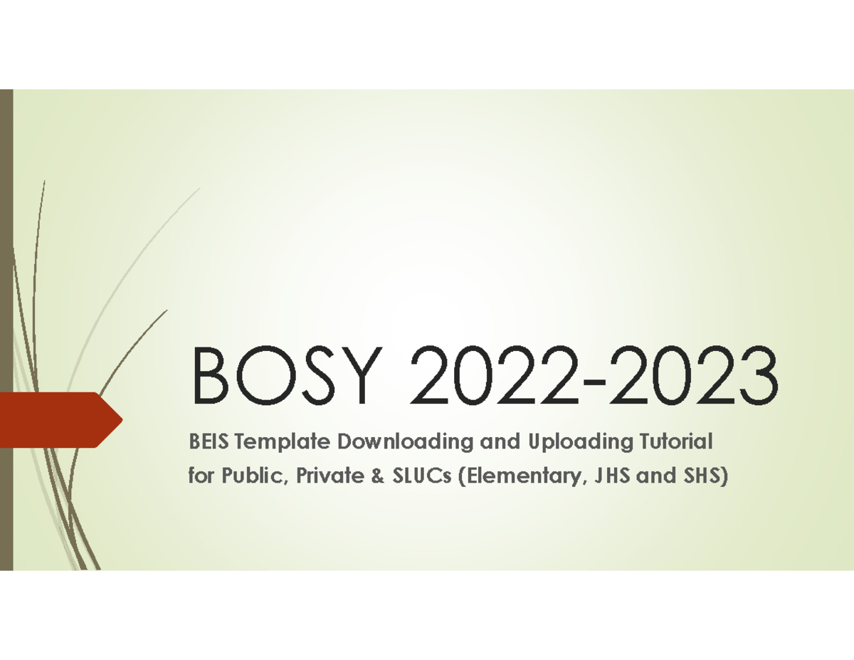 BOSY 2022: BEIS Template Downloading & Uploading Guide - Studocu