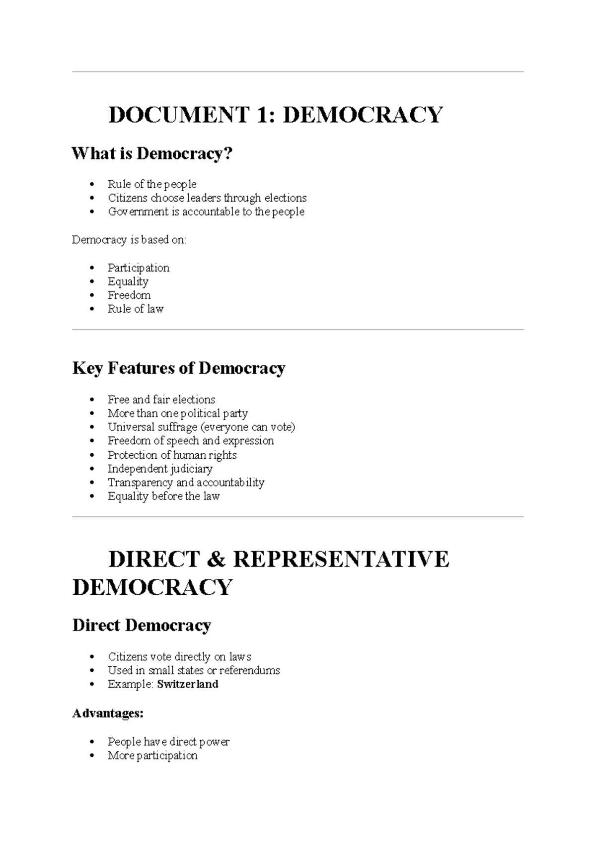 Module 1 & 3 - Final Summary on Democracy, Human Rights, and ...