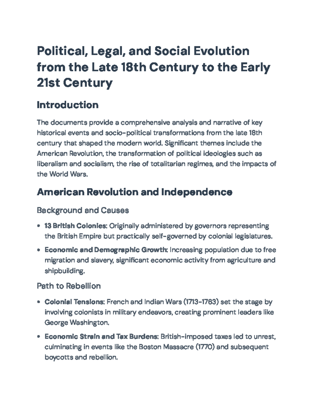 Political, Legal, and Social Developments: Late 18th to Early 21st ...