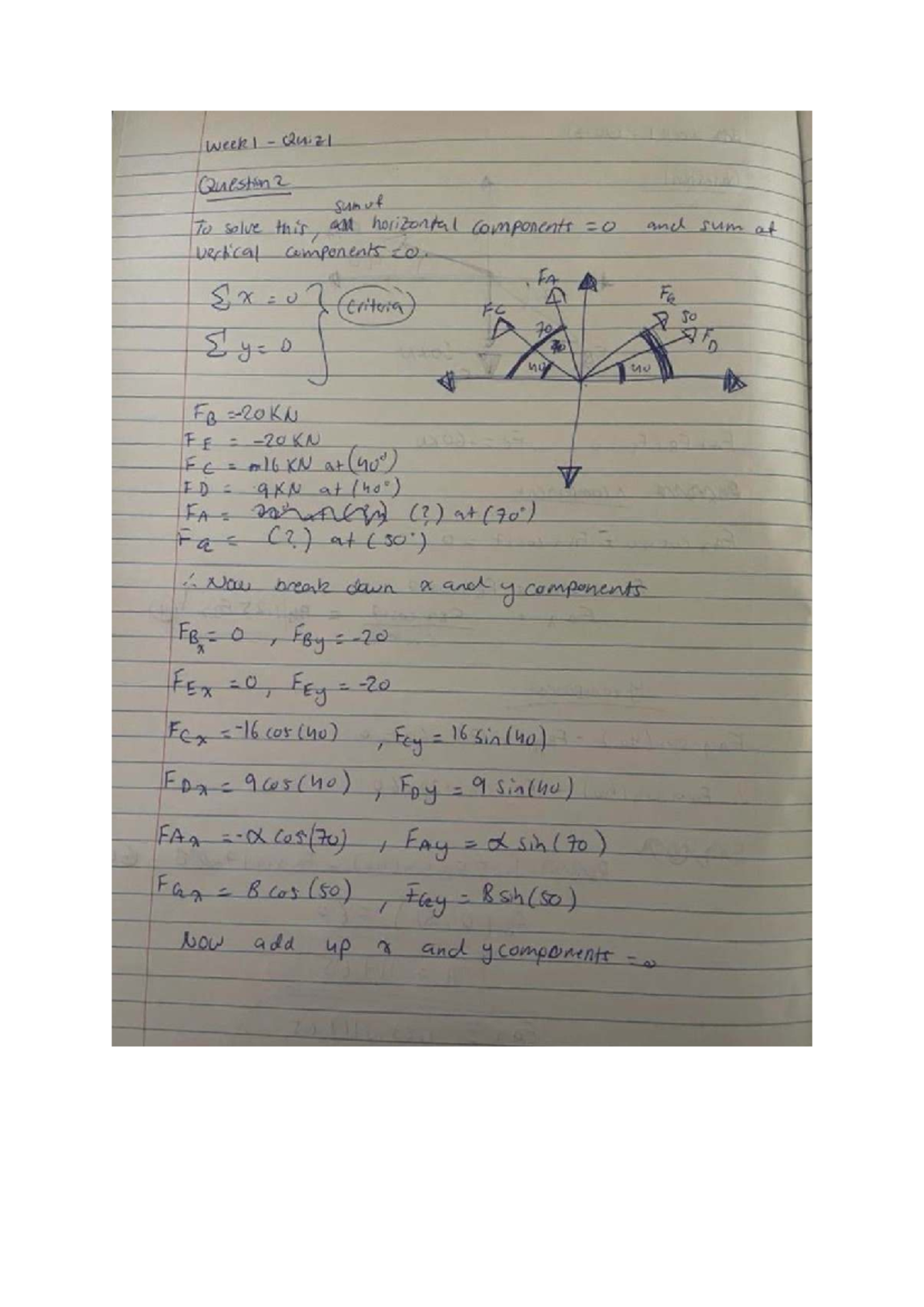 Engg1300 - Weekly Quiz 1: Solving Forces and Components - Studocu