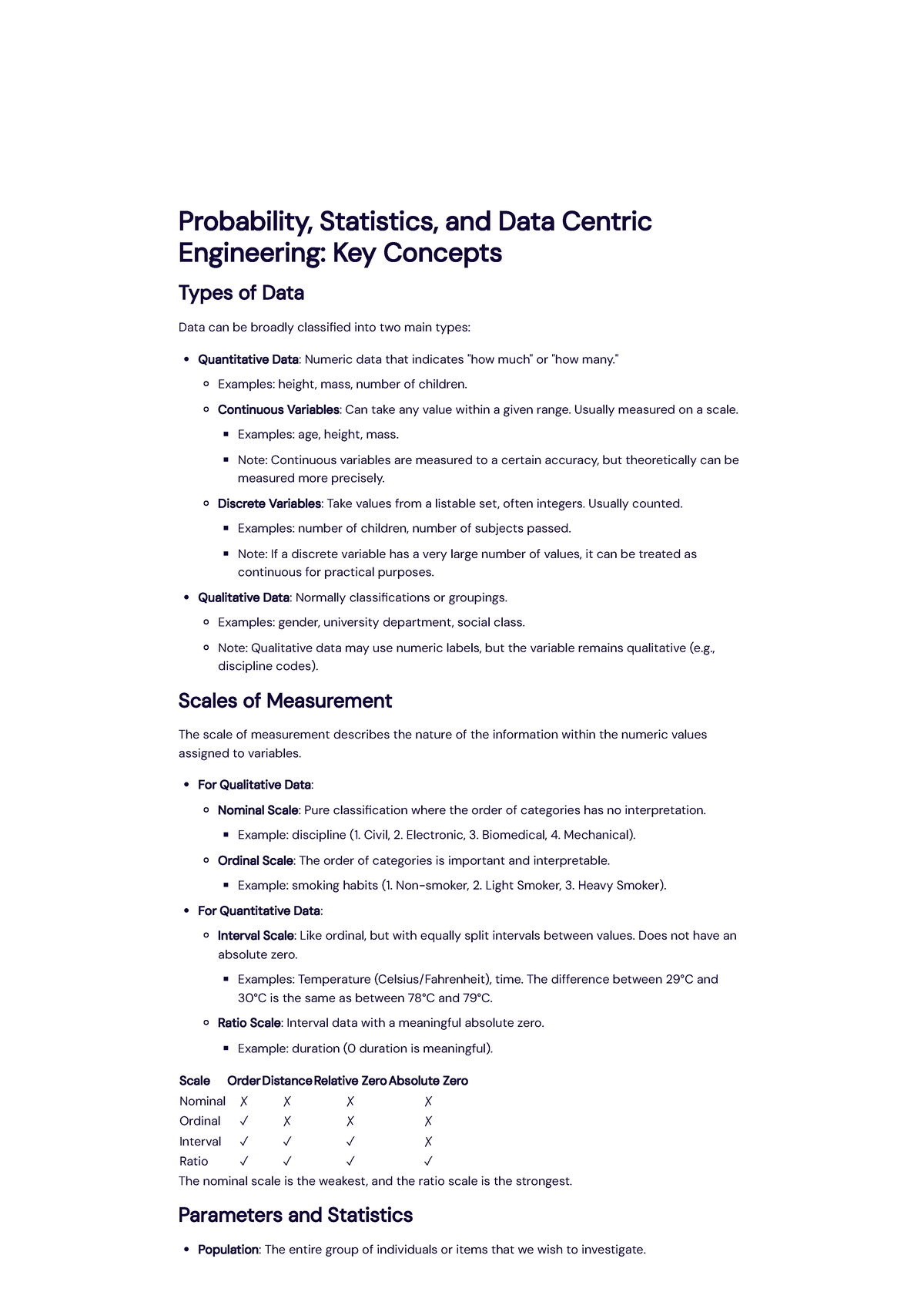 Probability and Statistics Study Guide: Key Concepts and Data Types ...