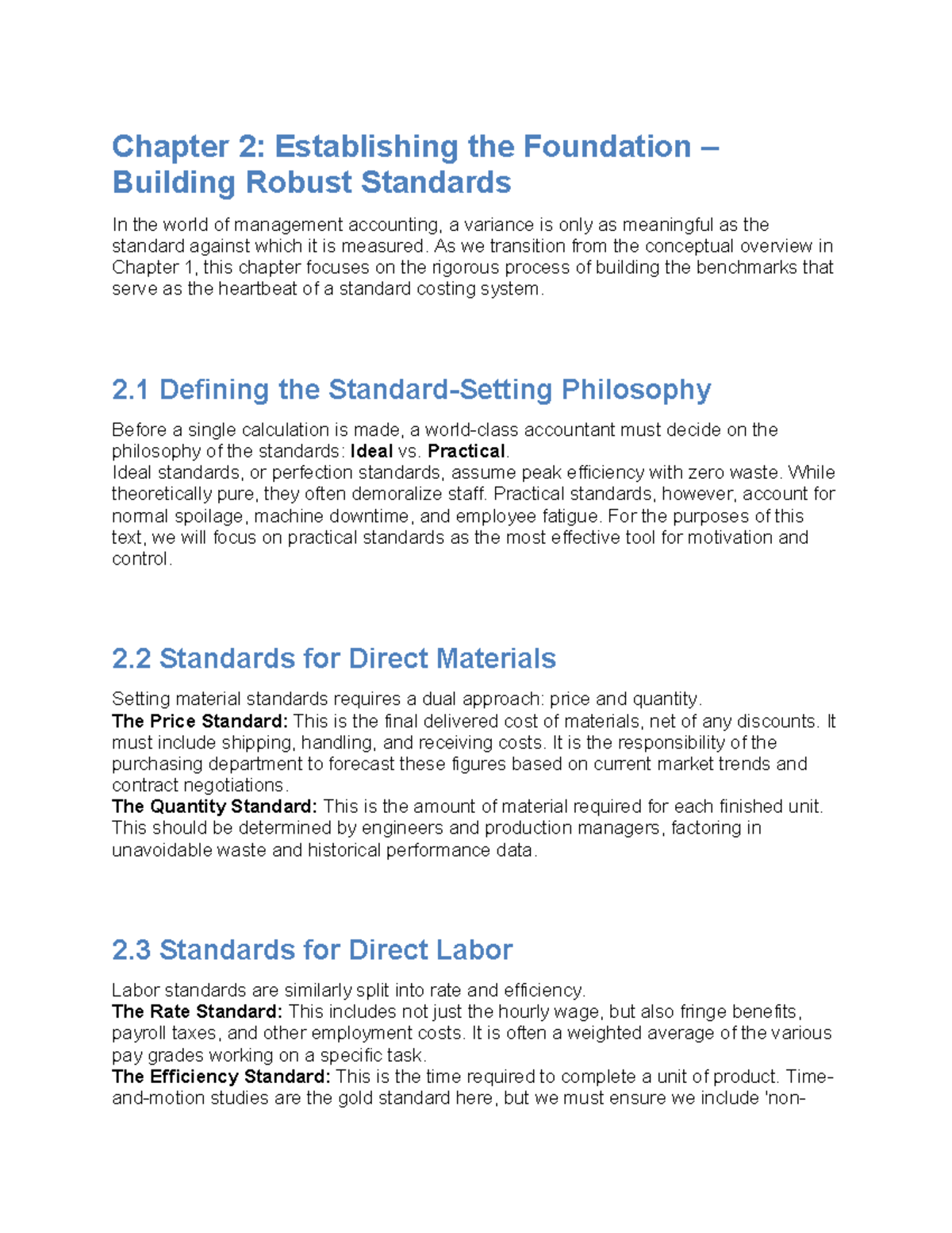 Chapter 2: Building Robust Standards in Management Accounting - Studocu