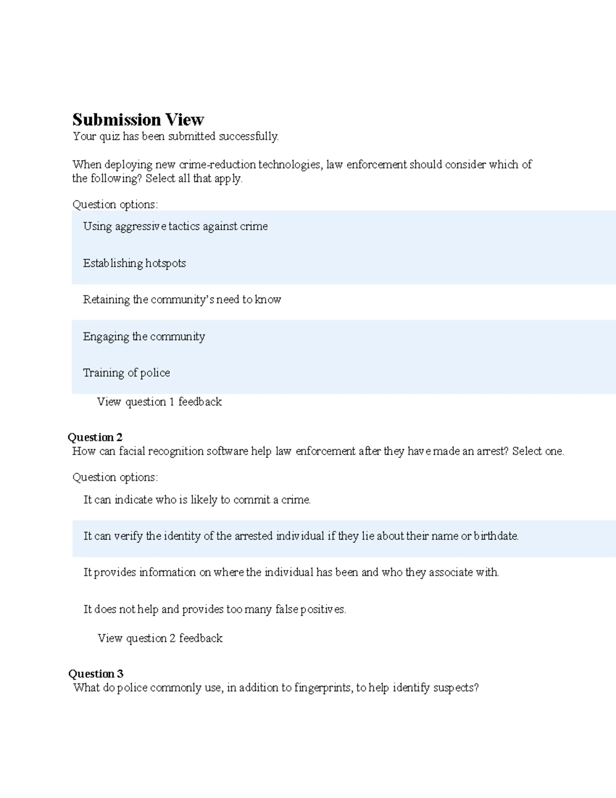 CJ 305 Module 1-3 Quiz: Tech in Criminal Justice Insights - Studocu