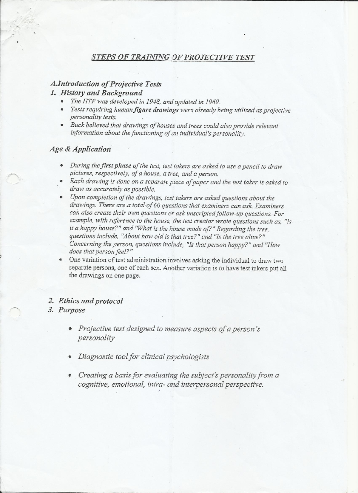 Projective Tests Interpretation (HFD, HTP) - Introduction to Psychology ...