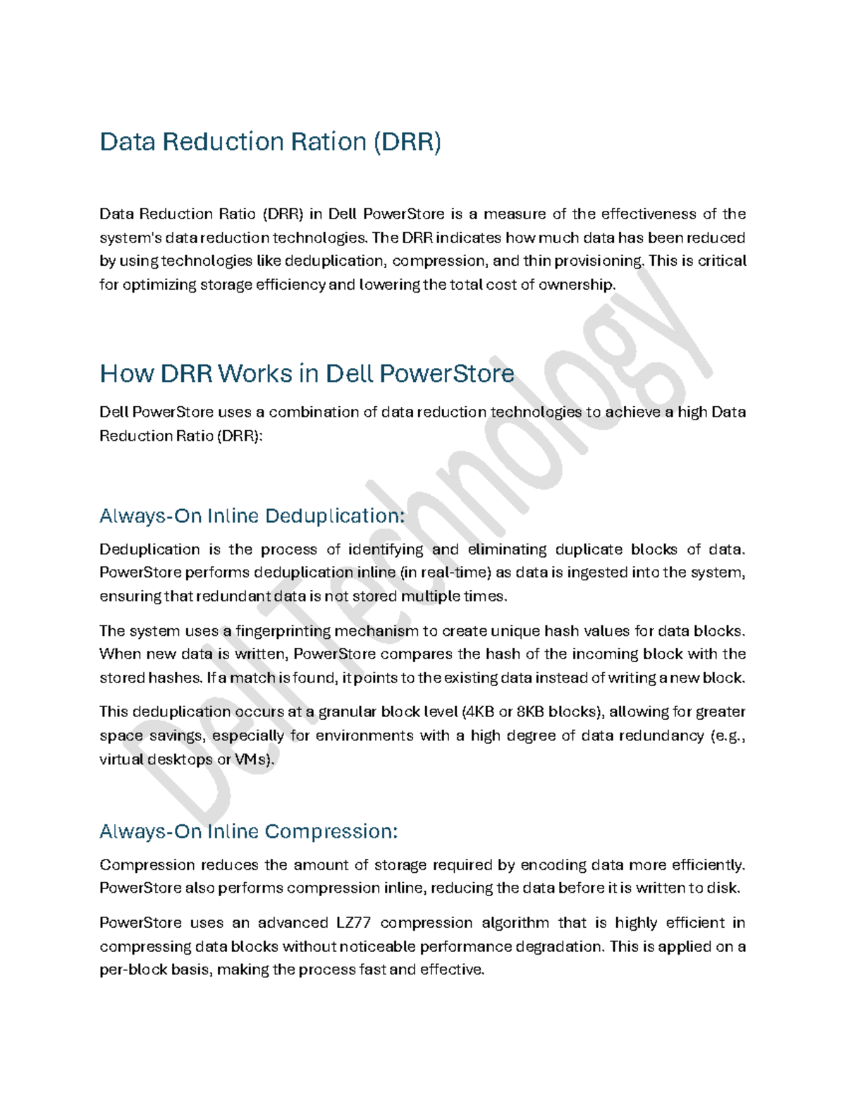Dell PowerStore DRR: Enhancing Storage Efficiency Techniques - Studocu