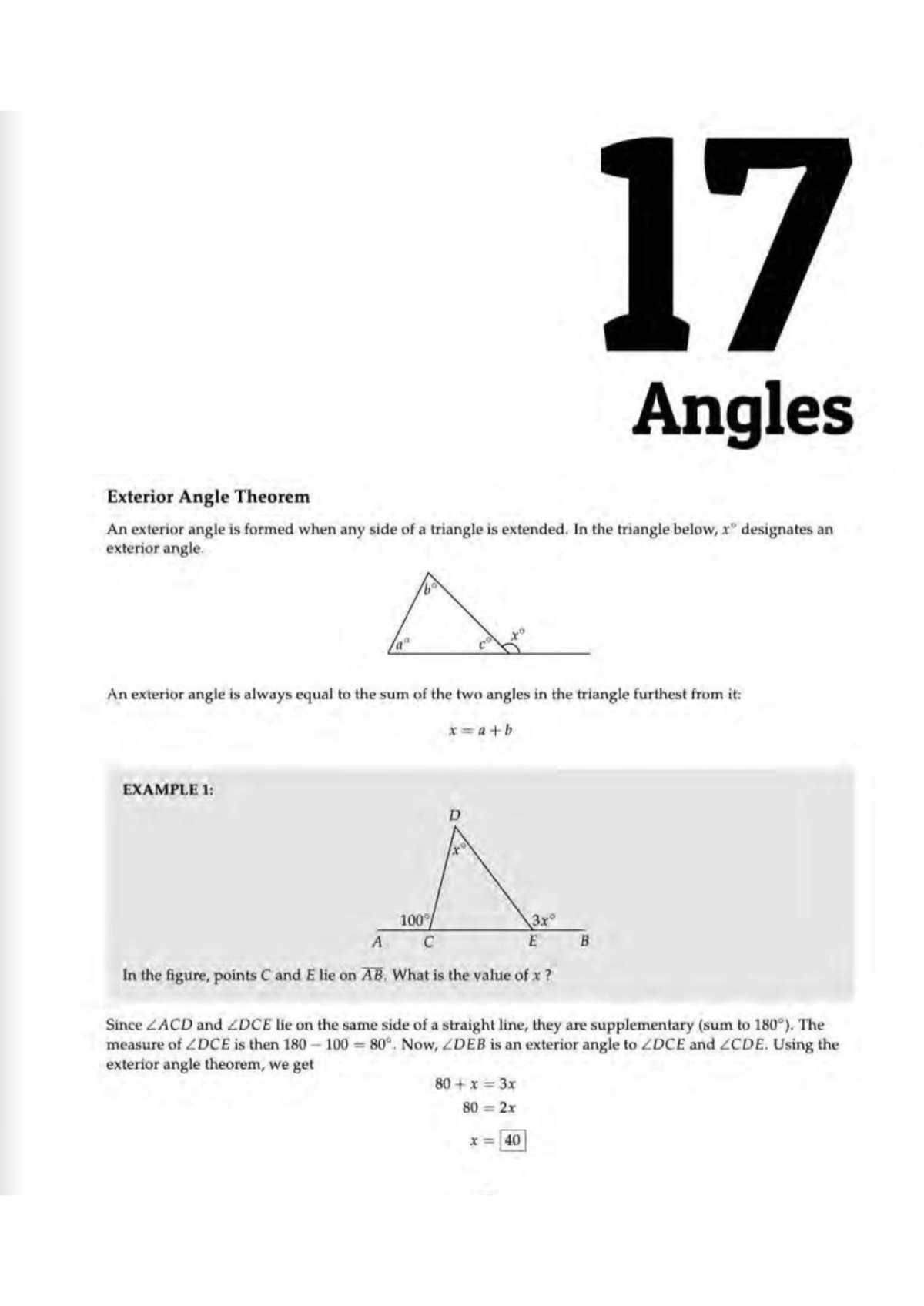 Exterior Angle Theorem & Parallel Lines (Math 17) - Studocu