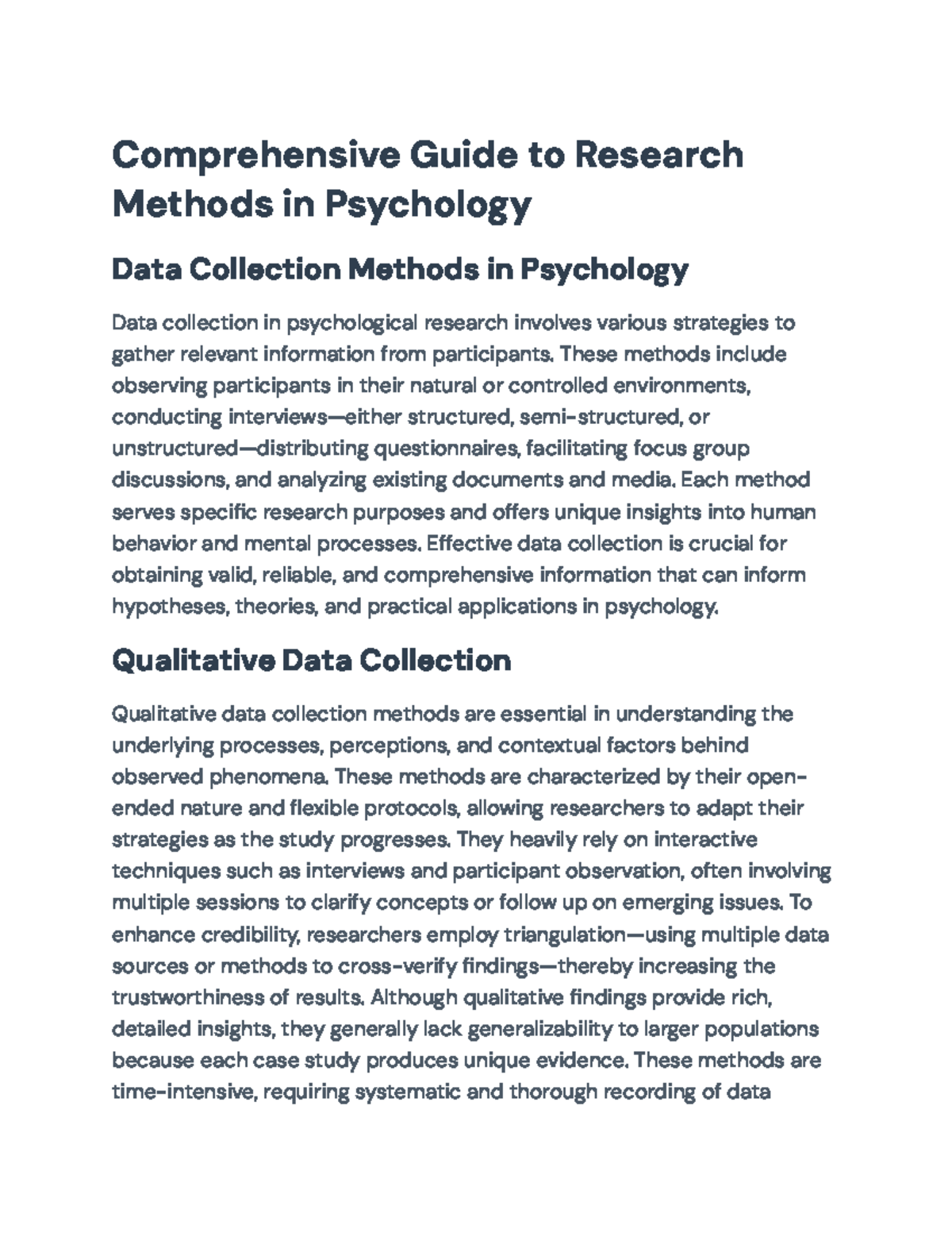 Comprehensive Guide to Research Methods in Psychology (PSY 101) - Studocu