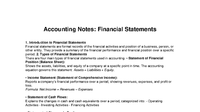 ACC 101: Financial Statements Overview and Key Components - Studocu