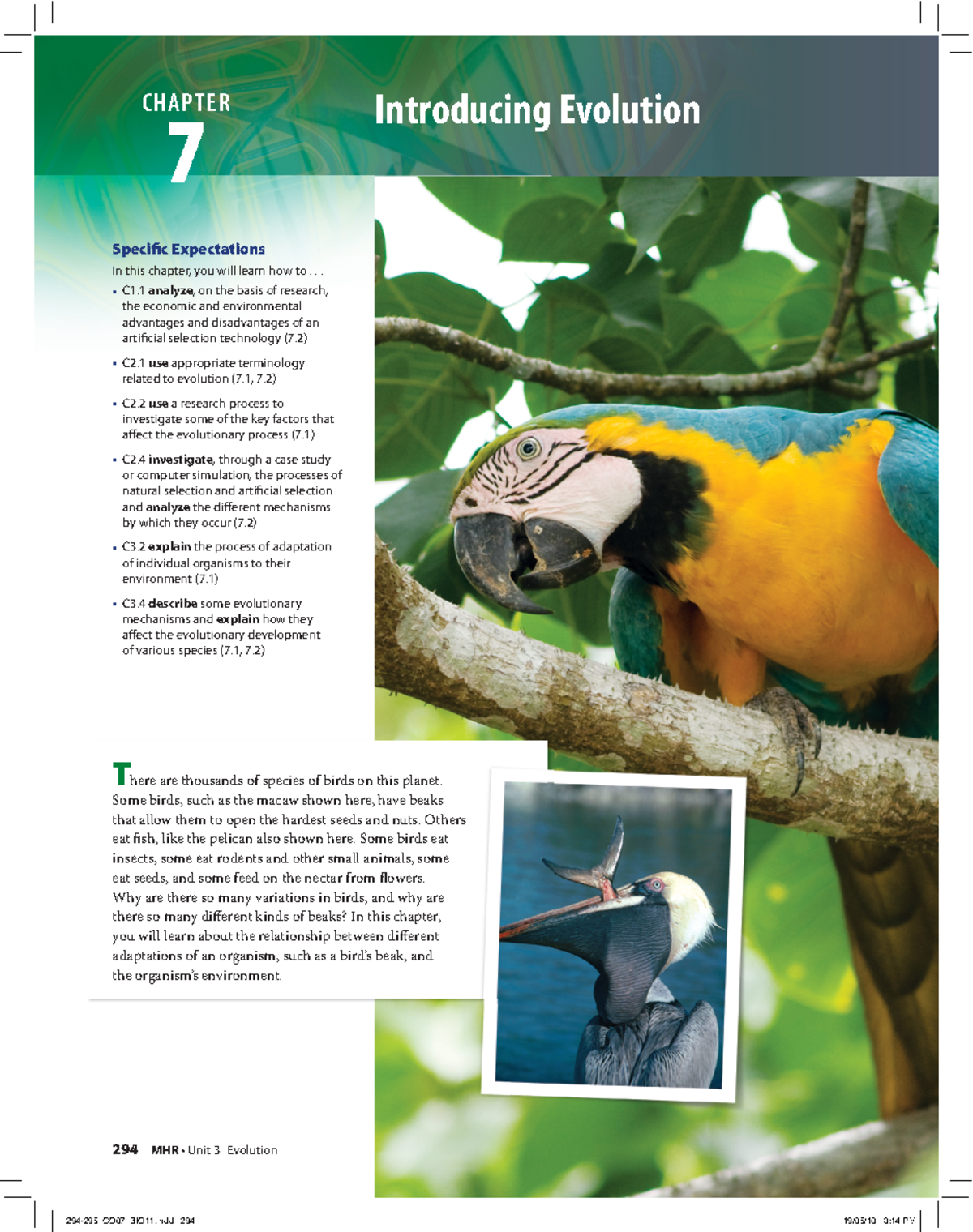 CCO07_BIO11 Chapter 7 Evolution: Adaptations & Species Variations - Studocu