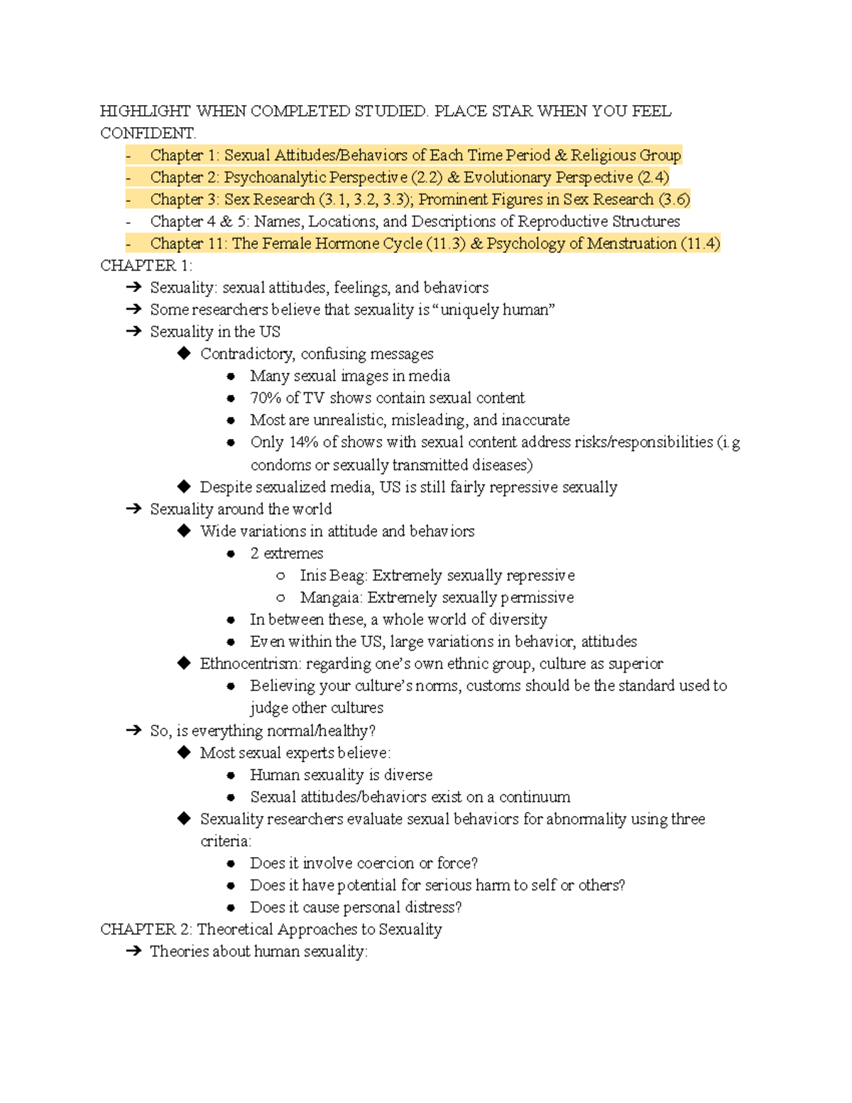 Human Sexuality TEST 1 Study Guide: Key Concepts and Research Insights ...
