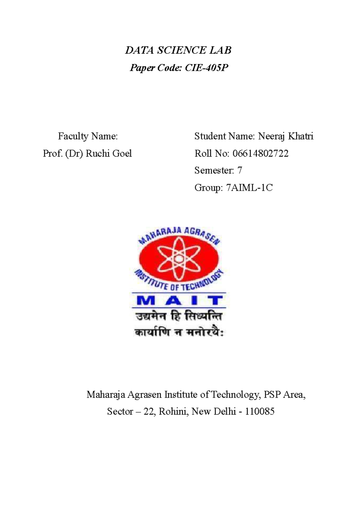 DS neeraj-1 - Lab front page - Blockchain Technology - DATA SCIENCE LAB ...