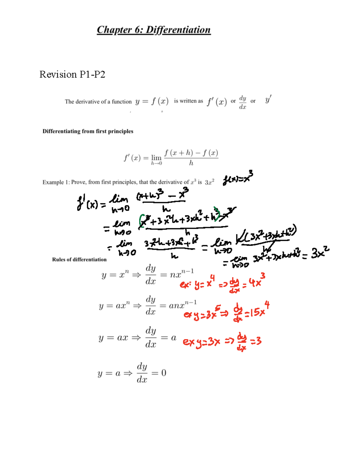 Chapter 6: Differentiation Notes for EE Course - Studocu