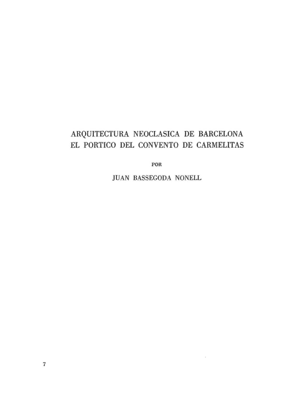 ARQ 101: Neoclásica en Barcelona - Pórtico del Convento Carmelitas ...