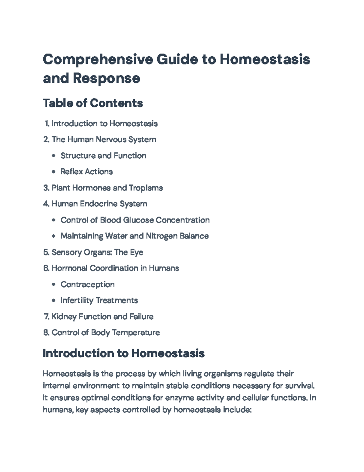 Homeostasis and Response: A Comprehensive Guide to Human and Plant ...