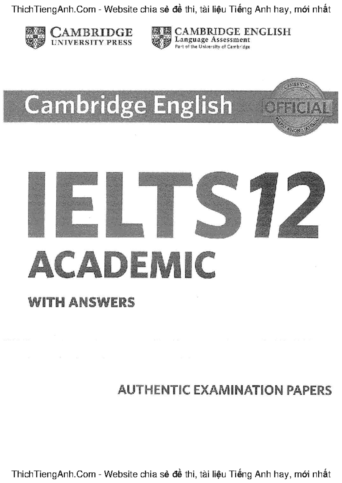 Cambridge IELTS 12 PDF Study Guide and Resources - Studocu