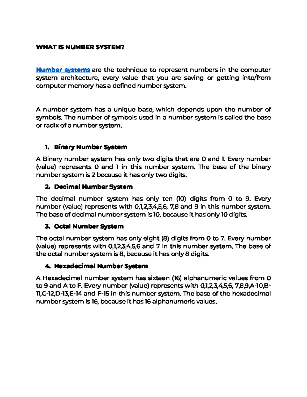 Number System - Midterm Study Guide in Computer Fundamentals and ...