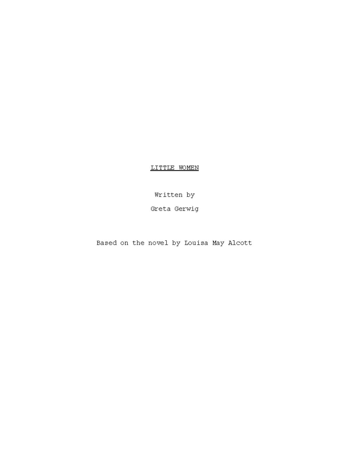 LITTLE WOMEN (2019) Screenplay Adaptation by Greta Gerwig - Studocu