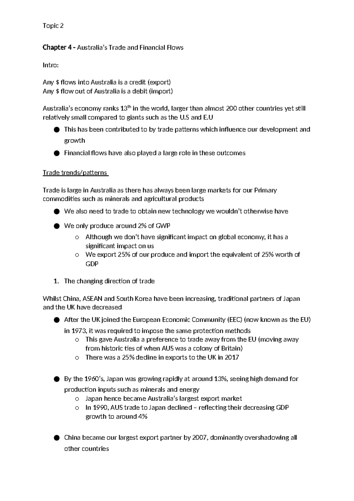 Topic 2 - Pearson Chapter 4: Trade and Financial Flows Overview - Studocu