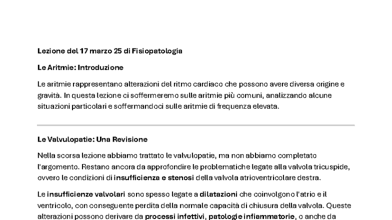 Lezione di Fisiopatologia: Aritmie e Cardiomiopatie - 17 Marzo 2025 ...