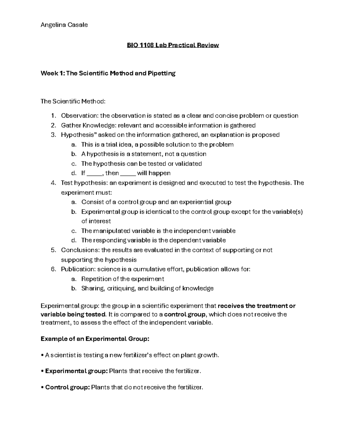 BIO 1108 Lab Practical Review: Scientific Method to Plant Anatomy Notes ...