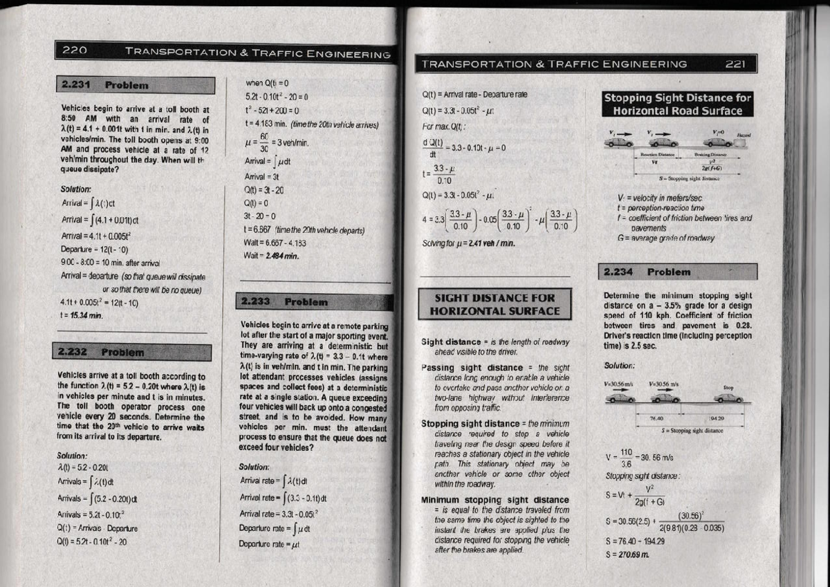 Highway - Sample problems - when Q() 6 5.21-0' -20= t -s2+200= t = 4. min. (timethe 21thvehicte ...