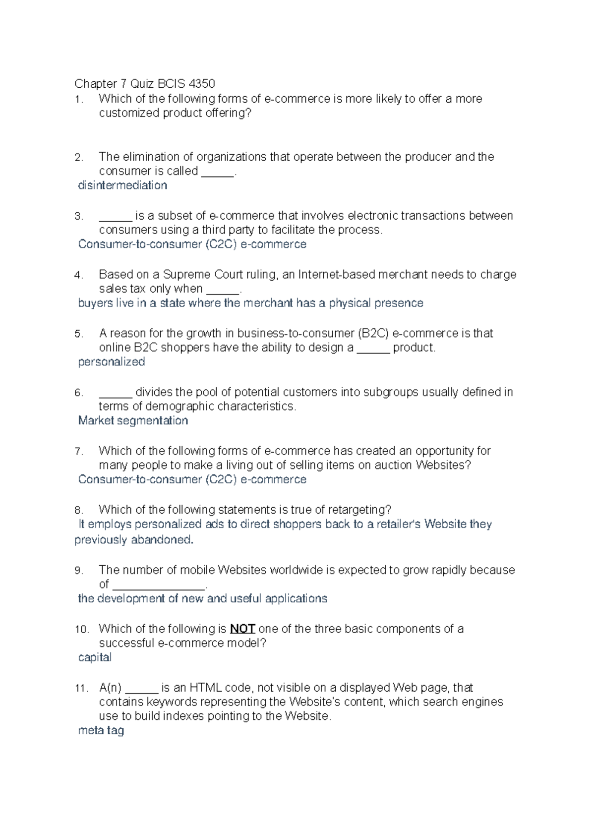 Chapter 7 Quiz BCIS 4350 - Chapter 7 Quiz BCIS 4350 Which of the ...