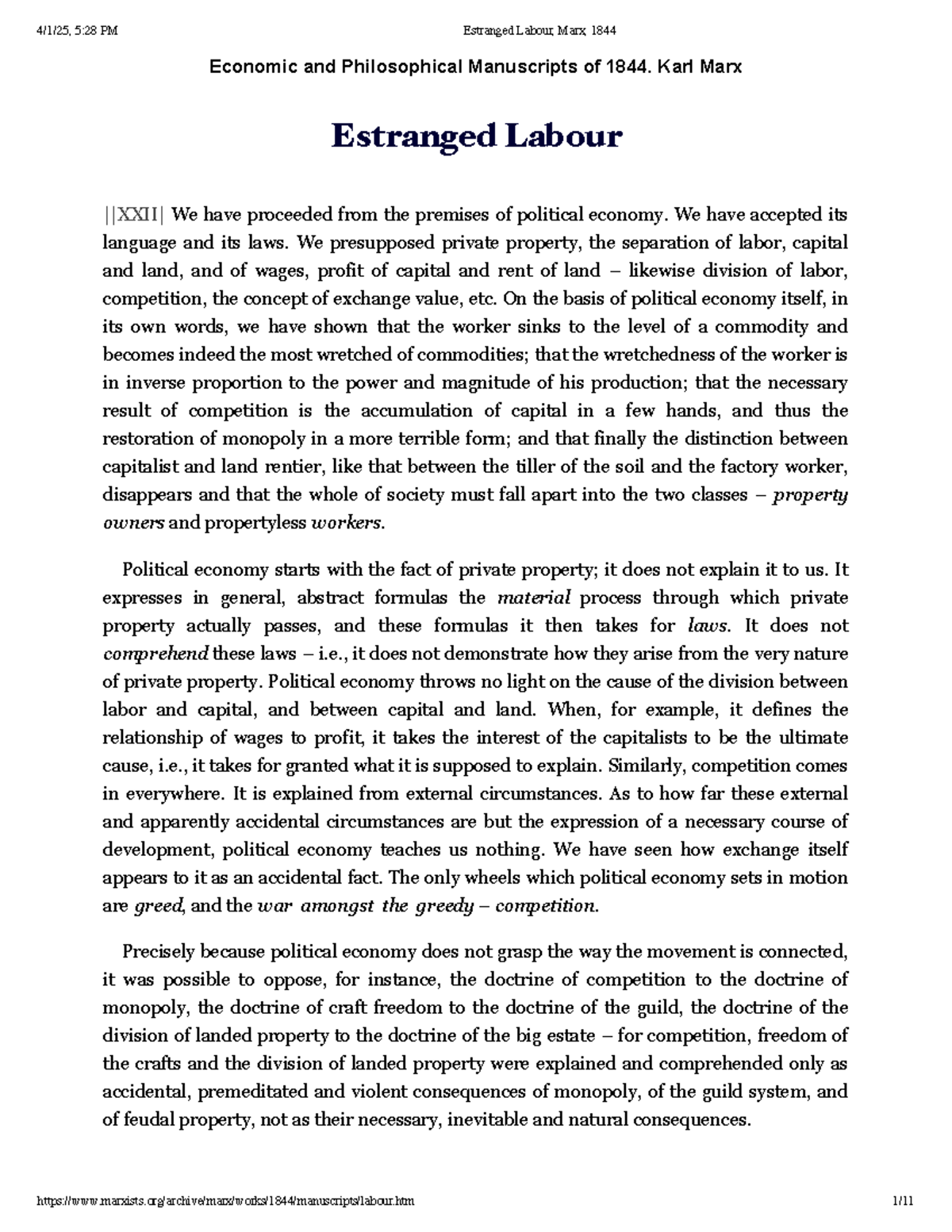 Estranged Labour Analysis: Marx's Economic Manuscripts (1844) Insights ...