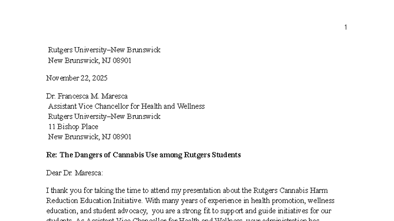 Draft 2 Final Proposal: Cannabis Harm Reduction at Rutgers University ...