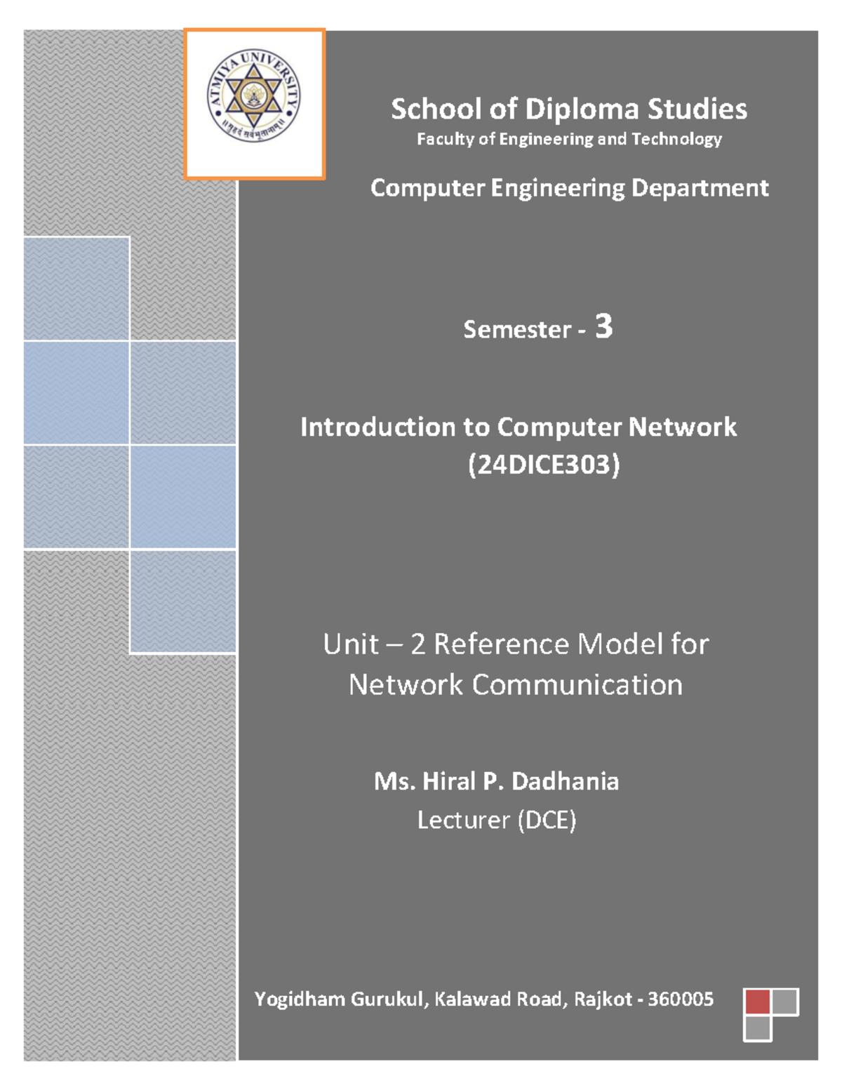 Unit 2: Reference Model for Network Communication (24DICE303) - Key ...