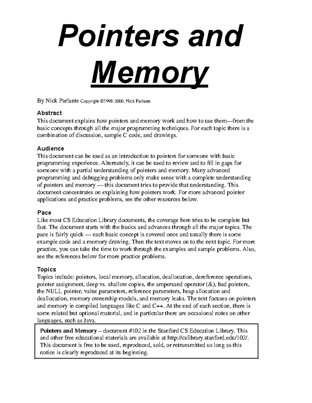 Pointers and Memory: Understanding Basics and Advanced Concepts in C - Studocu